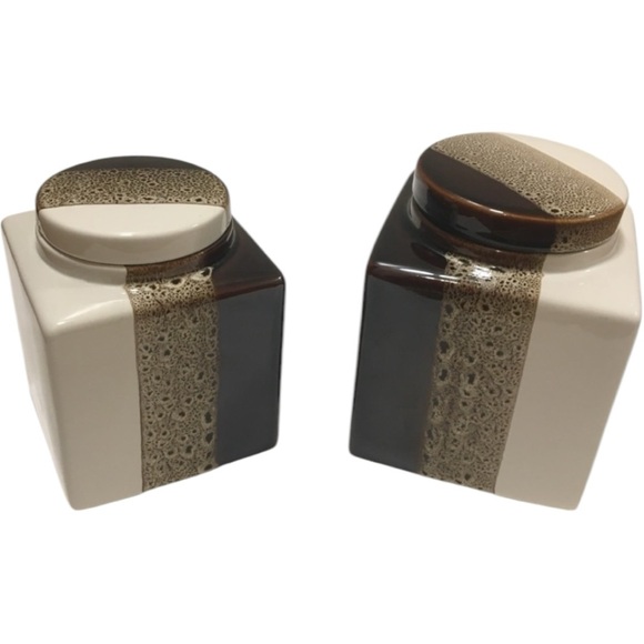 Pier 1 | Kitchen | Pier Square Stoneware Canister Brown Tricolor 2 ...